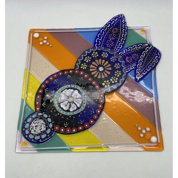 Unmarked | Holiday | Fused Glass Bunny Plate Signed | Poshmark